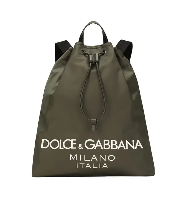 Dolce & Gabbana Logo Printed Drawstring Backpack - Green