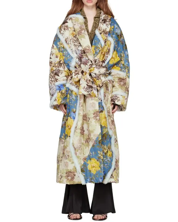 Acne Studios Floral Print Padded Coat