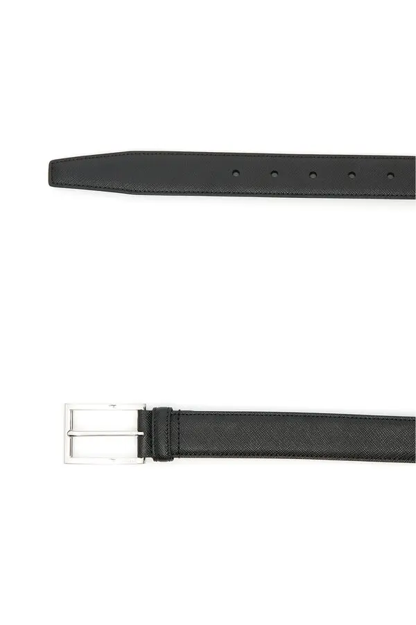 Prada Saffiano Leather Belt With Polished Steel Buckle