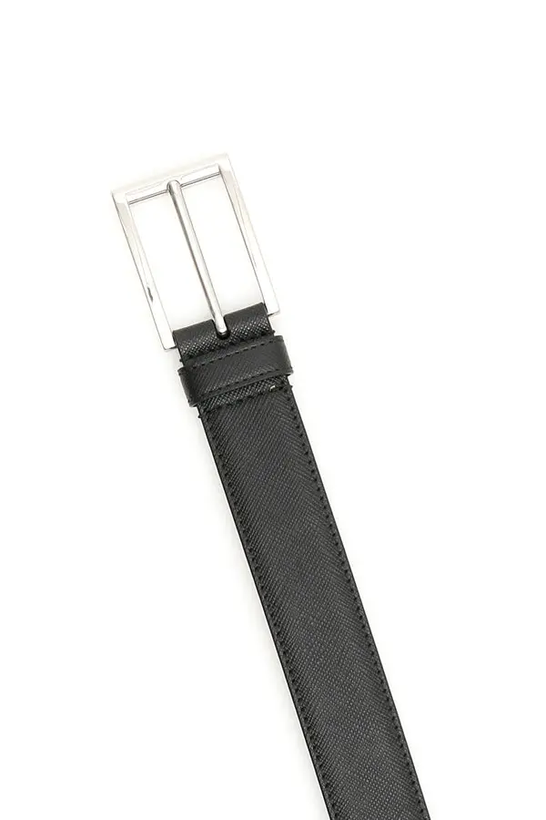 Prada Saffiano Leather Belt With Polished Steel Buckle