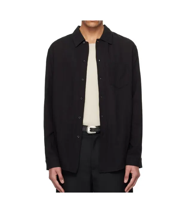 Séfr Leo Lightweight Voile Shirt - Black