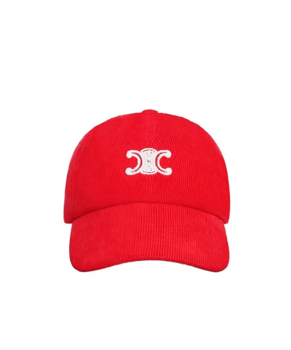 Celine Vivienne Cap In Corduroy - Red/white