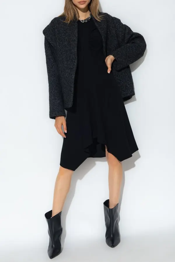 Isabel Marant Étoile Devane Gathered Asymmetric Knitted Dress - Black