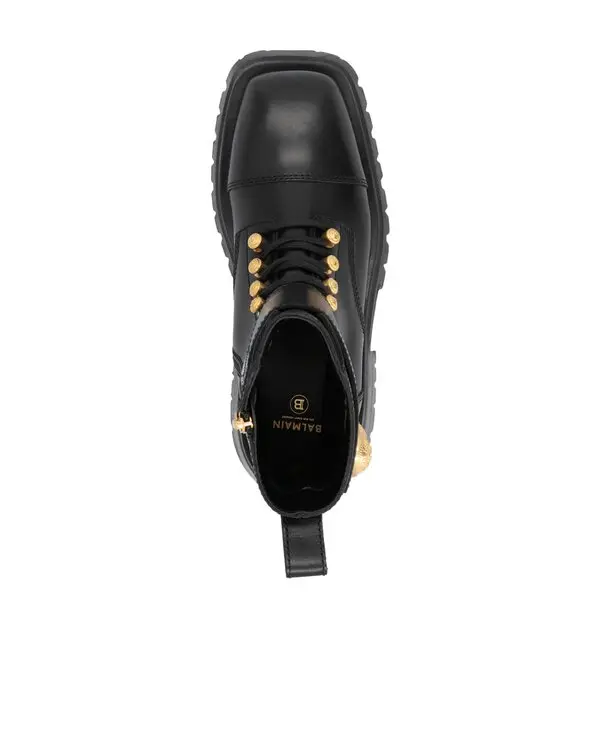 Balmain Embellished Ridged Ankle Boots - Black