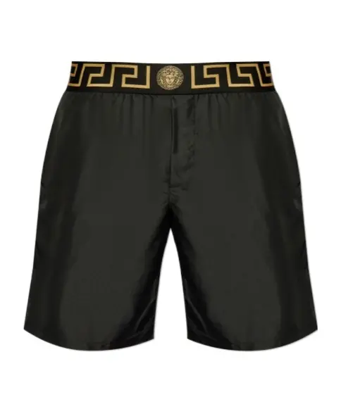 Versace Logo Medusa Waistband Swim Shorts - Green