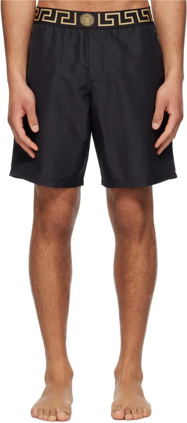 Versace Logo Medusa Waistband Swim Shorts - Green