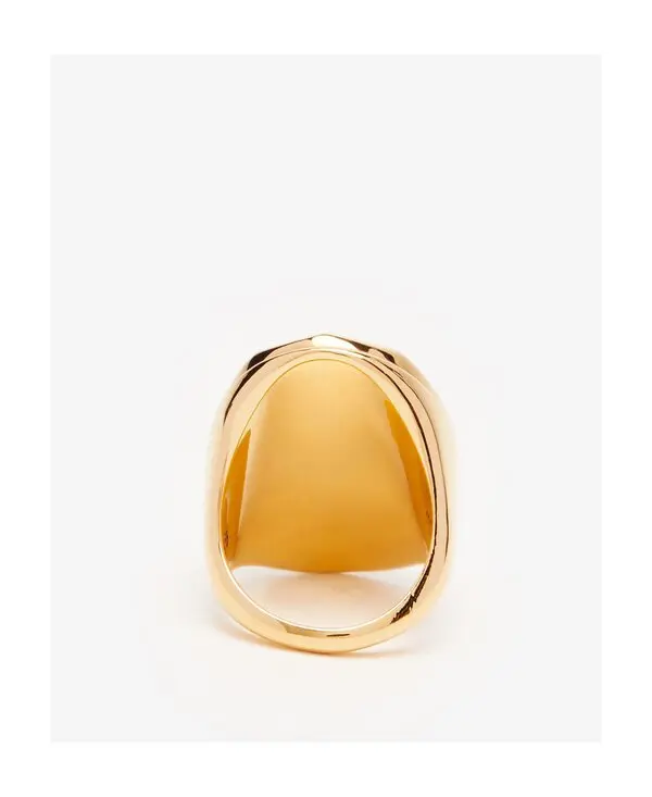 Alexander McQueen Logo Embossed Faceted Ring - Yellow
