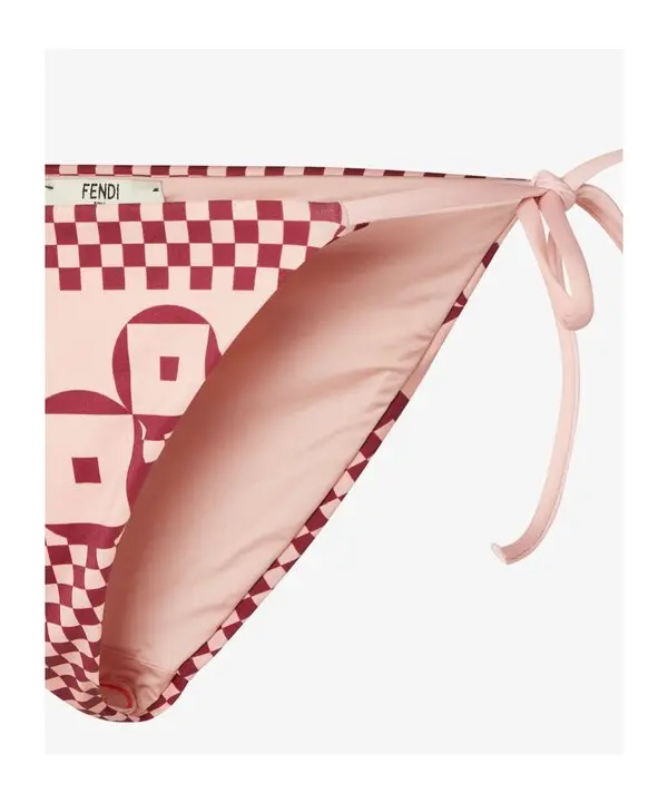Fendi Patchwork Print Bikini Bottoms - Red