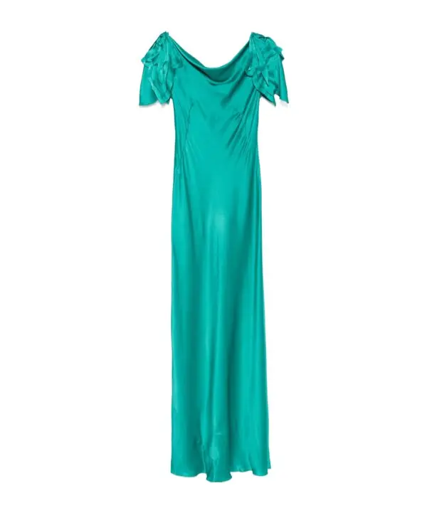 Alberta Ferretti Maxi Dress With Cowl Neck And Flared Hem