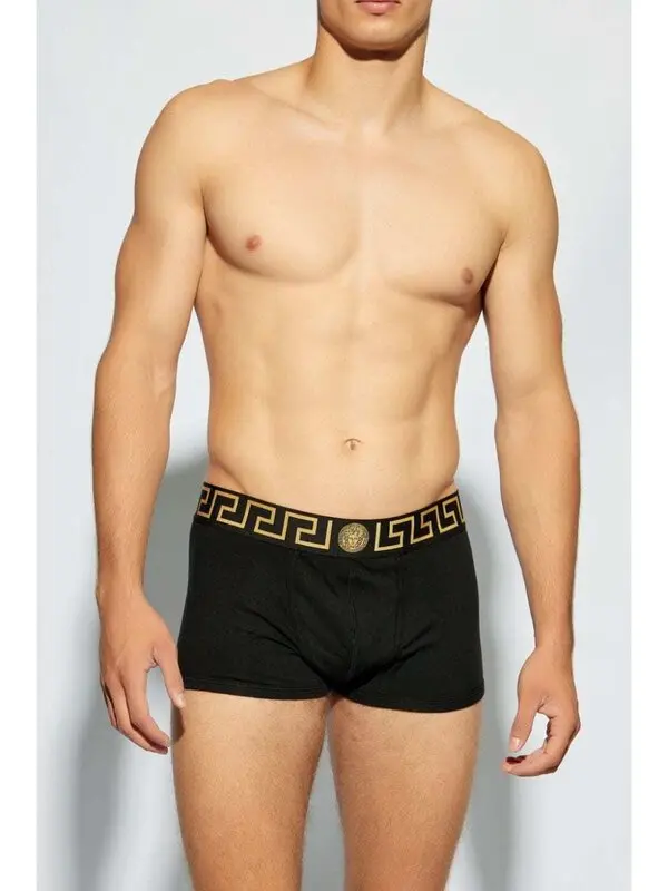 Versace Greca-border Three-pack Boxer Briefs - Black