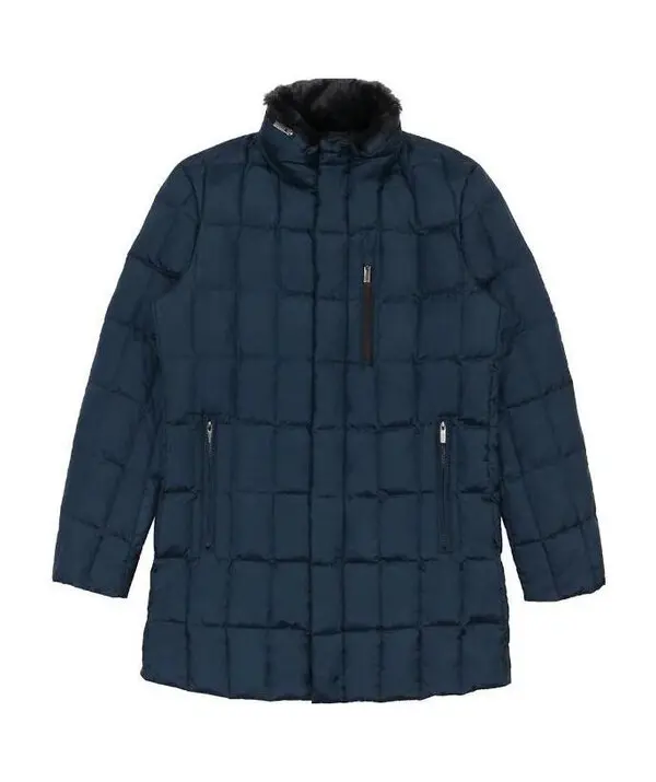 Emporio Armani Quilted Down Jacket With Fur-lined Hood - Blue