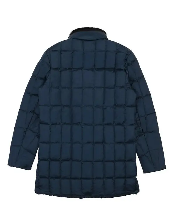 Emporio Armani Quilted Down Jacket With Fur-lined Hood - Blue