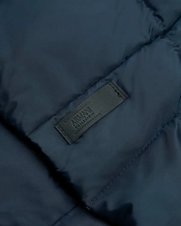 Emporio Armani Quilted Down Jacket With Fur-lined Hood - Blue