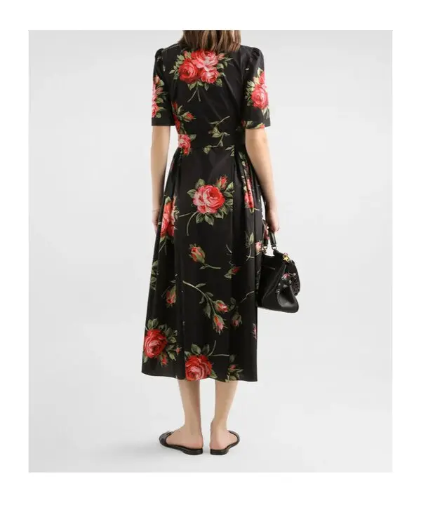 Dolce & Gabbana Rose Print Poplin Shirt Dress - Color
