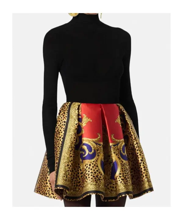 Versace Long-sleeve Knitted Turtleneck Top With Medusa Studs