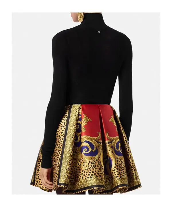 Versace Long-sleeve Knitted Turtleneck Top With Medusa Studs