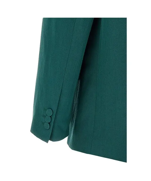 Dries Van Noten Long-sleeved Blazer With Mirror Lapels - Green