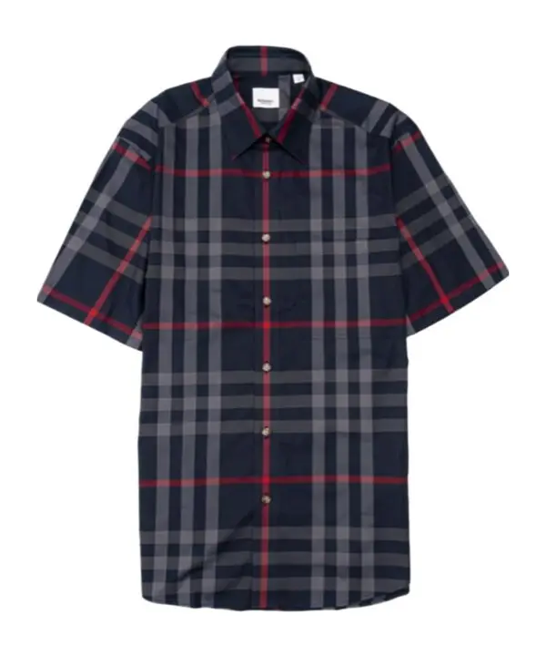 Burberry Check Short Sleeve Shirt - Black