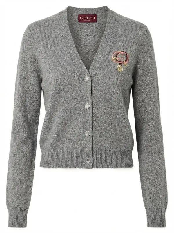 Gucci Wool Cashmere Cardigan With Embroidery