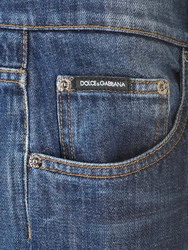 Dolce & Gabbana Logo Plaque Jeans - Blue