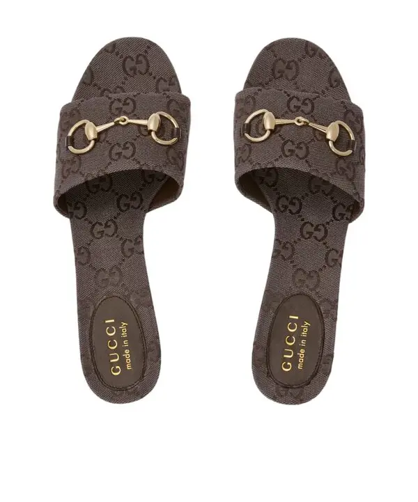 Gucci Horsebit Slide Sandals - Brown