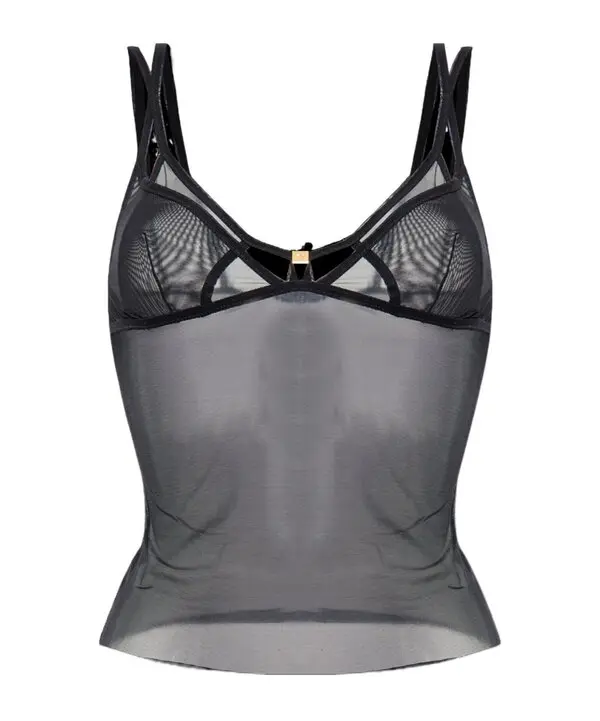 Dsquared2 Sheer Strappy Top With Gold Detail - Black