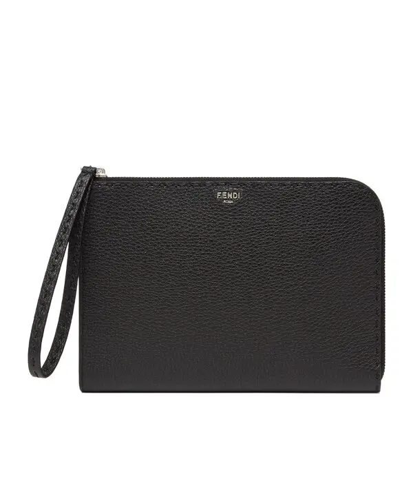 Fendi Selleria Logo Lettering Small Pouch - Black