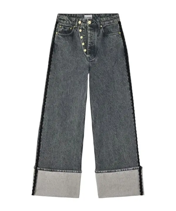 GANNI Double Fly Baggy Jeans - Black