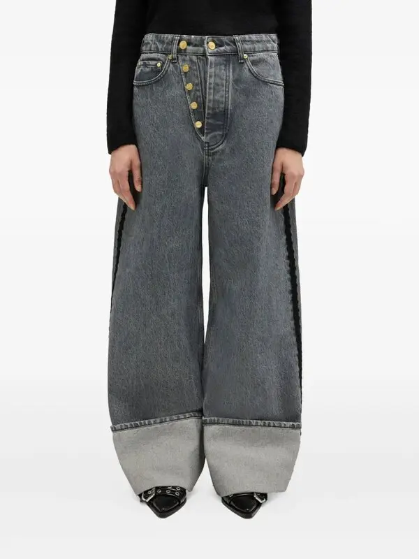 GANNI Double Fly Baggy Jeans - Black