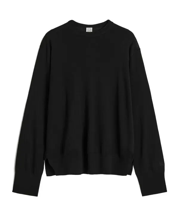 TOTEME Crewneck Knitted Jumper With Embroidered Detail And Side Slits