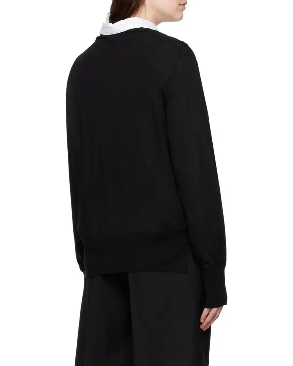 TOTEME Crewneck Knitted Jumper With Embroidered Detail And Side Slits