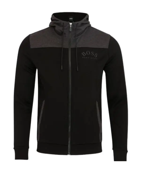 Hugo Boss Hooded Zip-up Jacket With Logo Detail
