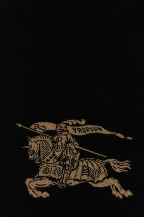 Burberry Logo Detailed Fringed Scarf - Black