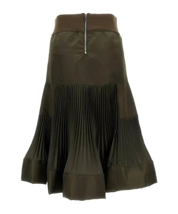 Sacai Asymmetrical Pleated Skirt - Green