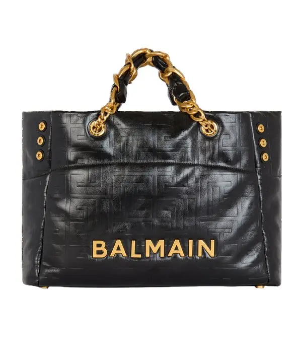 Balmain 1945 Soft Crackled Tote Bag - Black