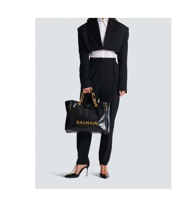 Balmain 1945 Soft Crackled Tote Bag