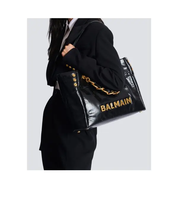 Balmain 1945 Soft Crackled Tote Bag