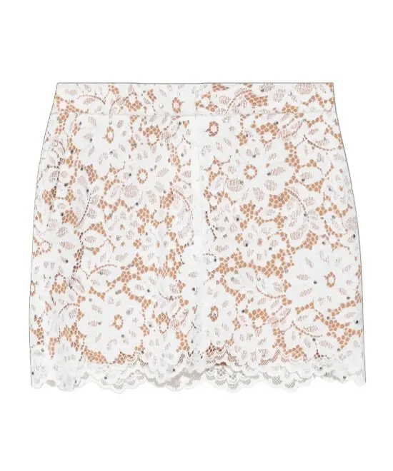 Michael Kors Studded Corded Floral Lace Mini Skirt - White