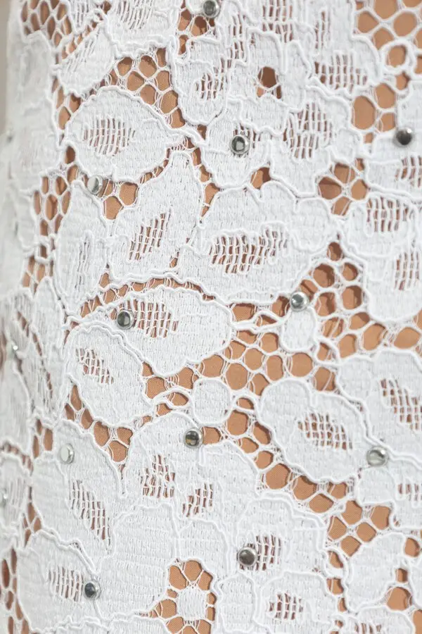 Michael Kors Studded Corded Floral Lace Mini Skirt