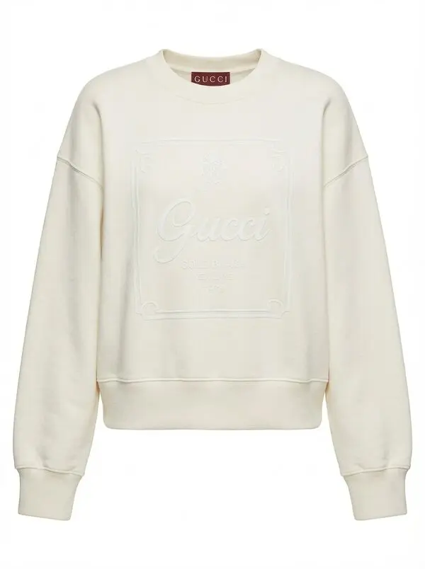 Gucci Cotton Jersey Sweatshirt With Embossed Print - Ivory