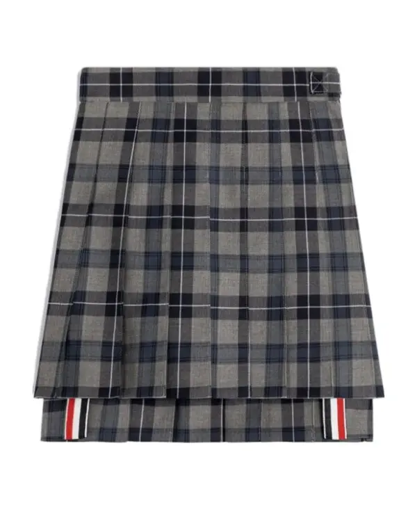 Thom Browne Pleated Tartan Skirt - Medium Gray