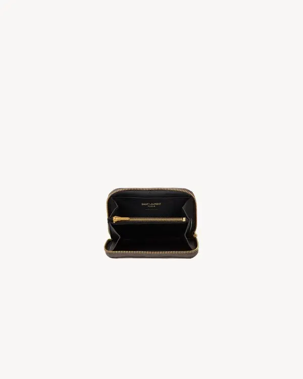 Saint Laurent Cassandre Matelassé Coin Card Wallet - Green