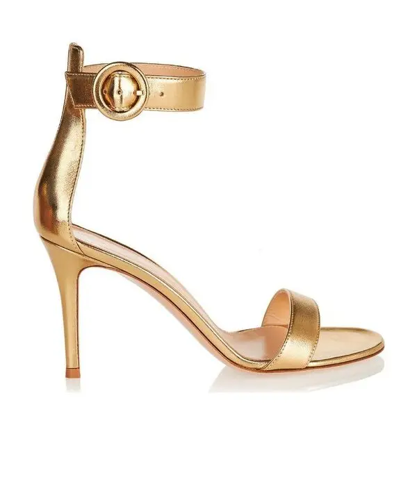 GIANVITO ROSSI Portofino 85mm Metallic Sandals - Nude
