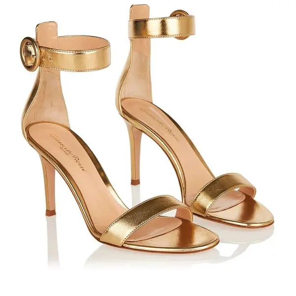 GIANVITO ROSSI Portofino 85mm Metallic Sandals - Nude