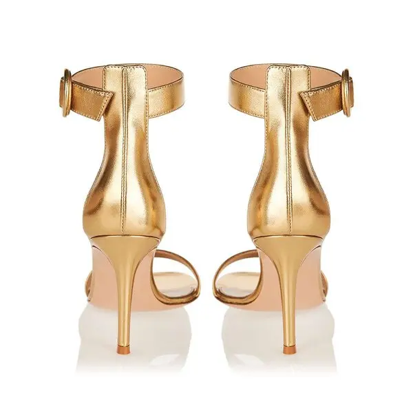 GIANVITO ROSSI Portofino 85mm Metallic Sandals - Nude