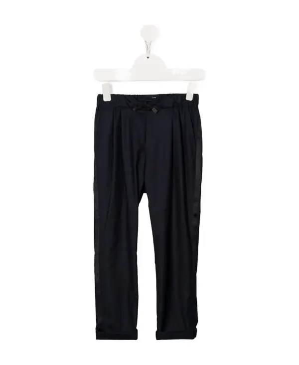Brunello Cucinelli Mid-rise Slim-cut Trousers With Side Stripe Detail - Black