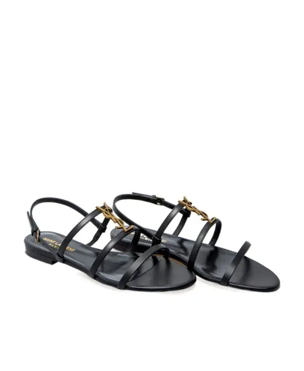 Saint Laurent Cassandra Flat Sandals - Black
