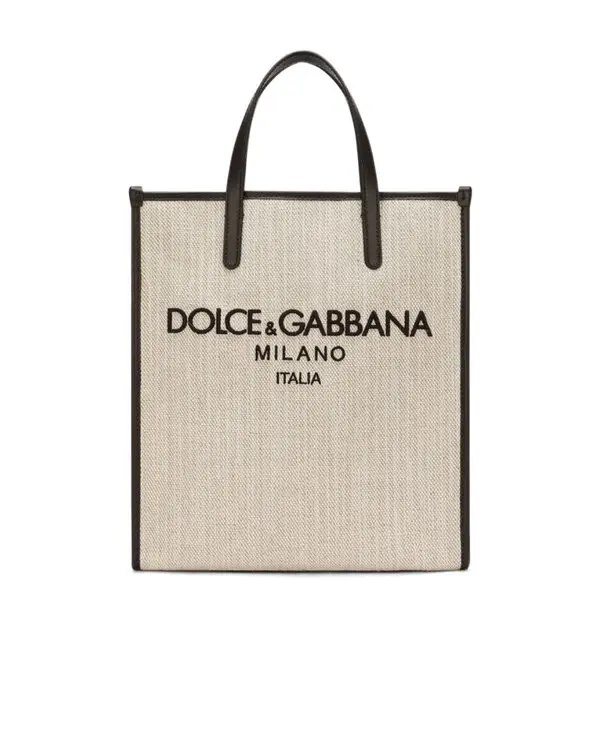 Dolce & Gabbana Logo Embroidered Tote Bag - Nude