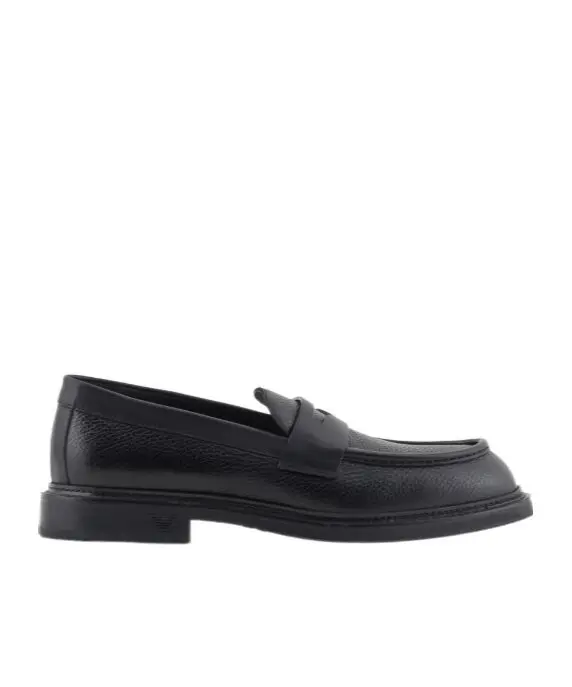Emporio Armani Almond Toe Slip-on Loafers - Black