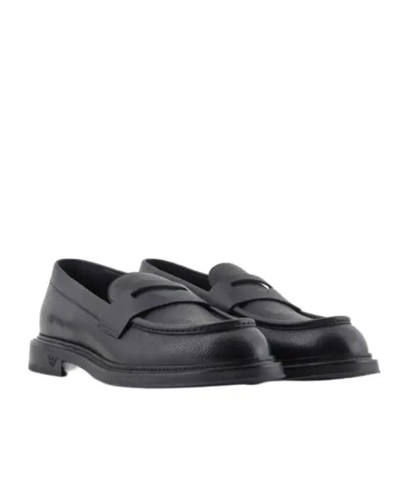 Emporio Armani Almond Toe Slip-on Loafers